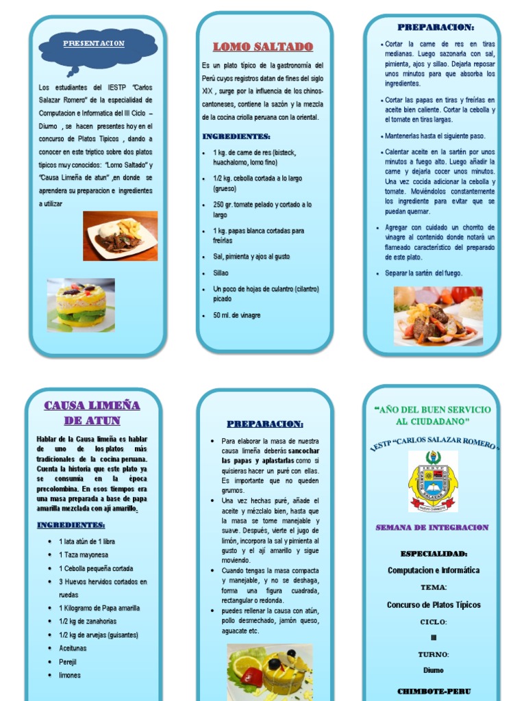 Triptico Platos Tipicos