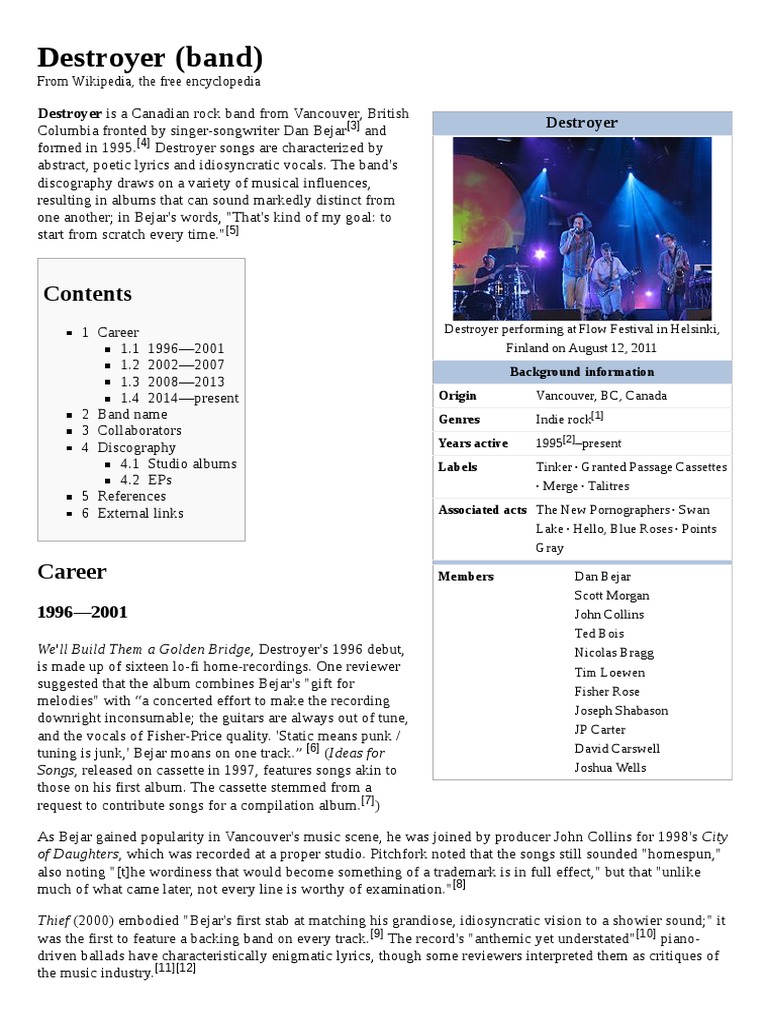 Destroyer (Band) | PDF | Performing Arts | Leisure
