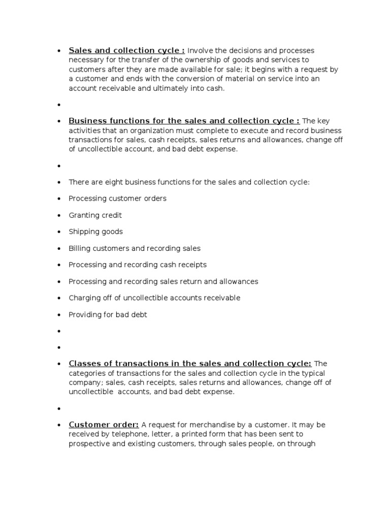 Sales and Collection Cycle | PDF | Receipt | Invoice