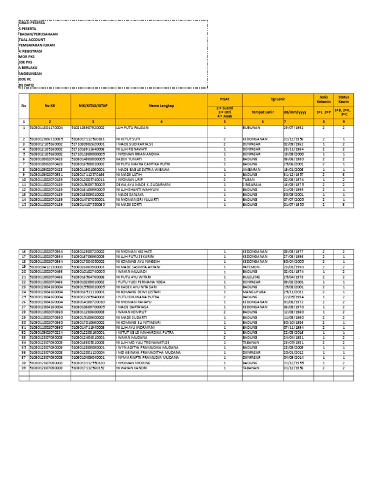 Contoh Form Excel 34 | PDF | Indonesia
