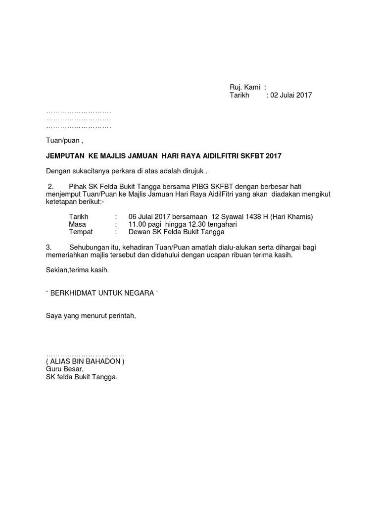 Surat Jemput Jamuan | PDF