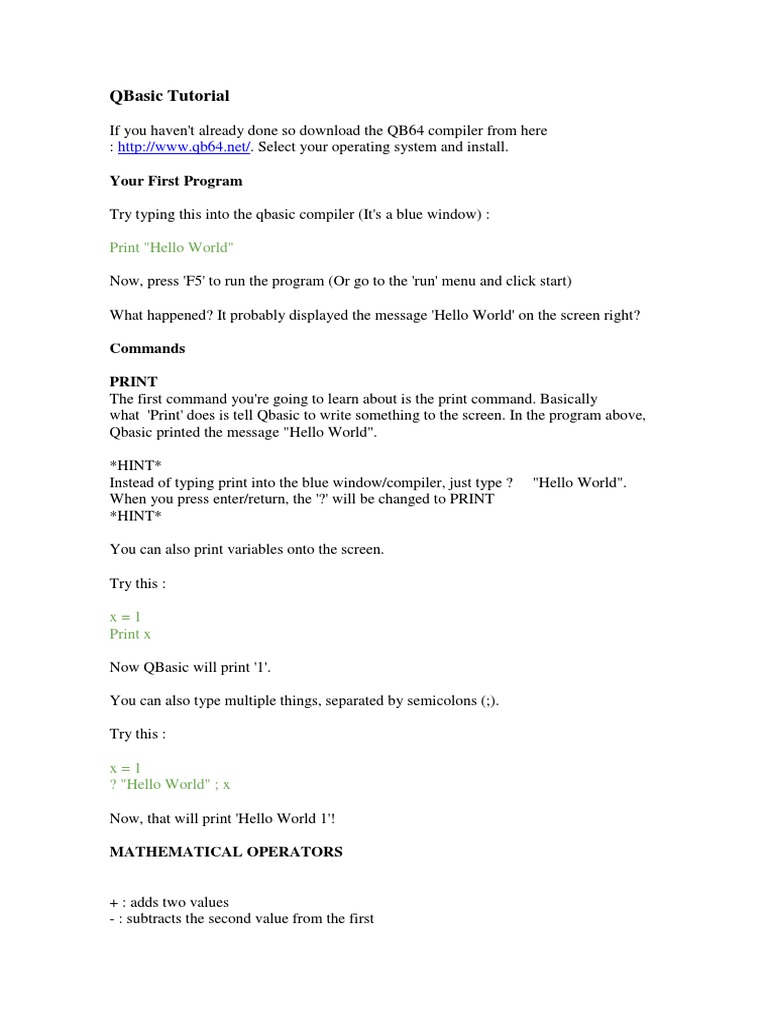 QBASIC Tutorial | PDF | Software Engineering | Areas Of Computer Science