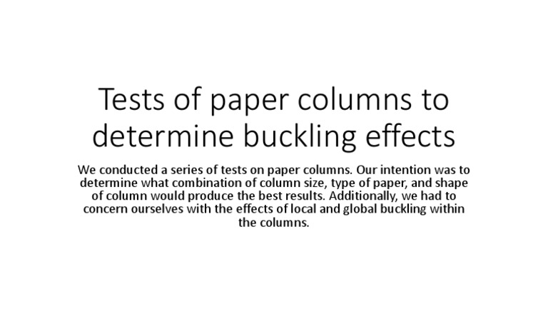 Tests of Paper Columns To Determine Buckling Effects | PDF