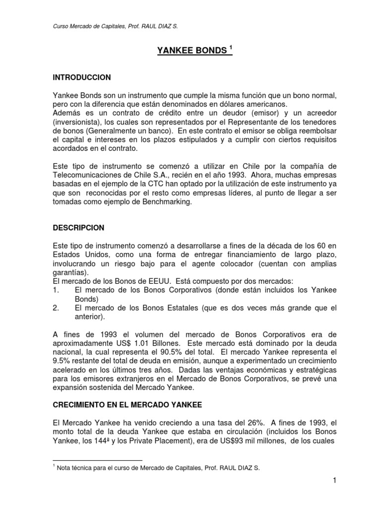Análisis de los Yankee Bonds y sus características como instrumento de ...