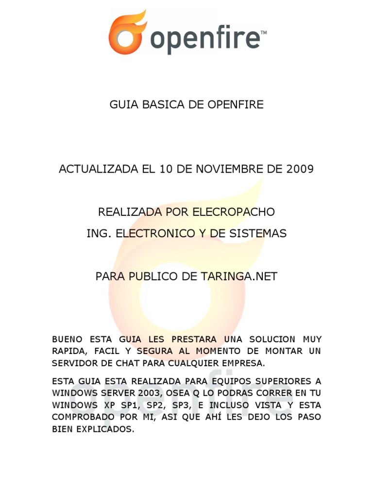 Guia Basica de Openfire | PDF | Servidor web | Internet y web