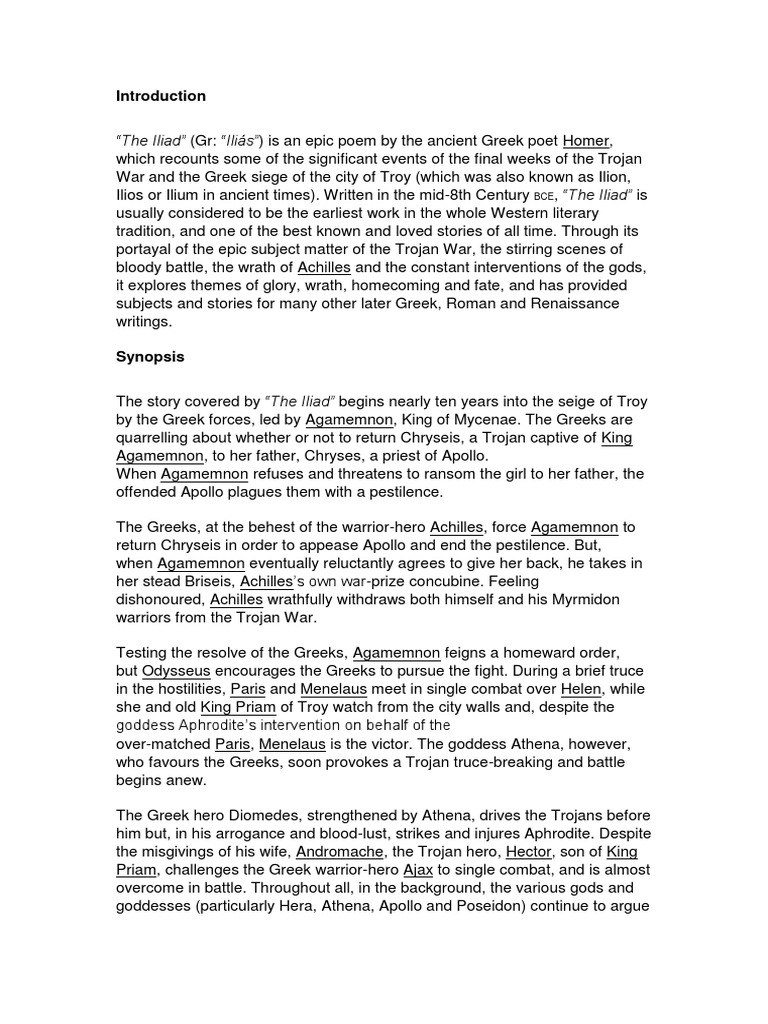 "The Iliad" (GR: "Iliás") Is An Epic Poem by The Ancient Greek Poet ...