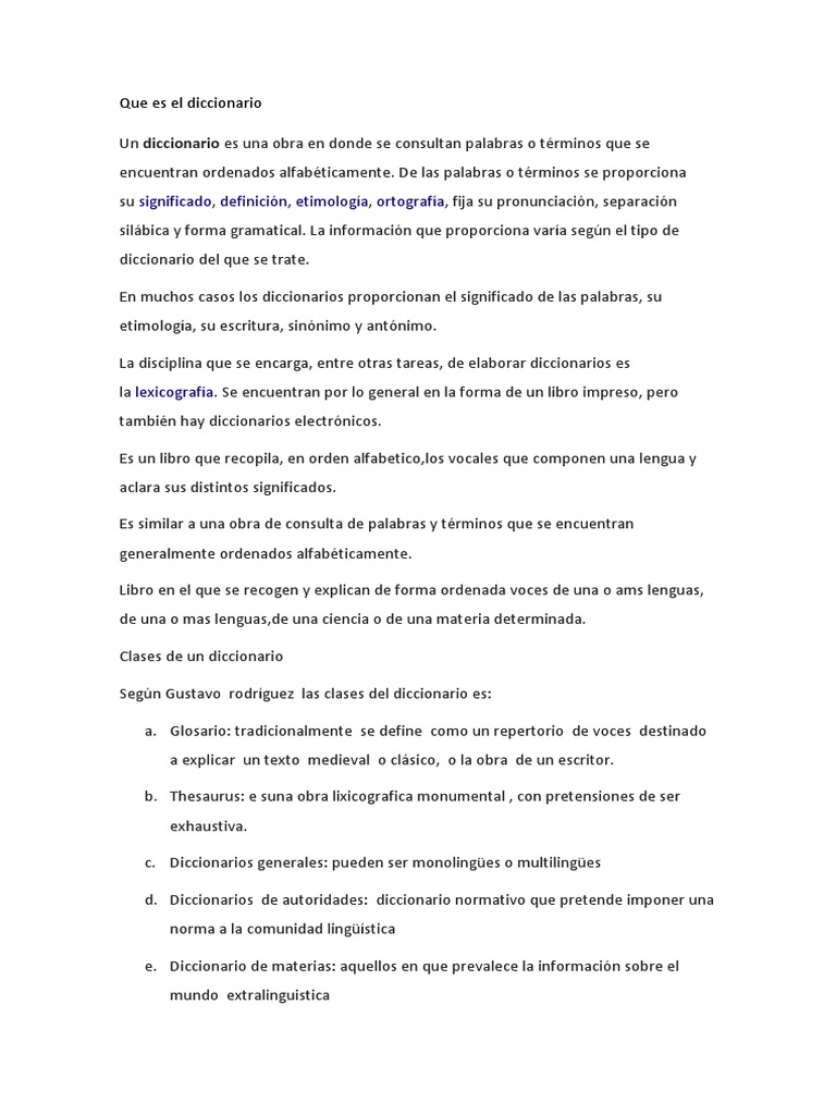 Que Es El Diccionario | PDF | Diccionario | Palabra