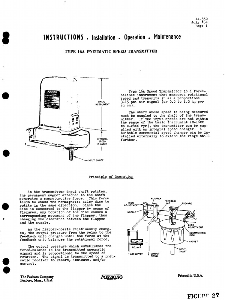 16a Pneumatic Speed Transmitter | PDF | Pressure Measurement | Calibration