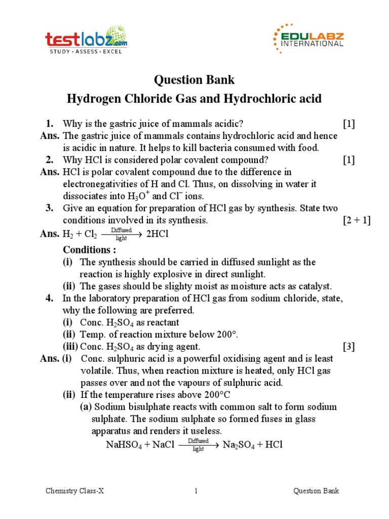 HCL | PDF | Hydrochloric Acid | Solubility