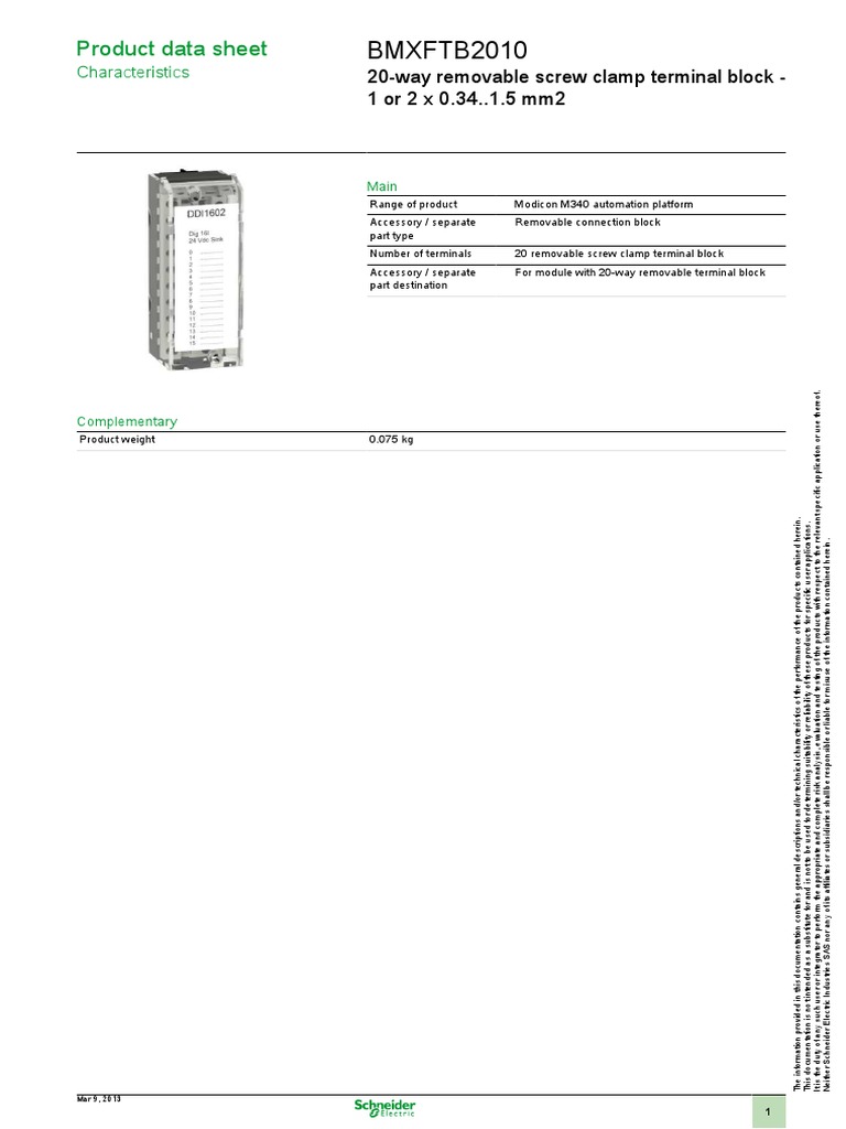 BMXFTB2010: Product Data Sheet | PDF | Information Technology ...