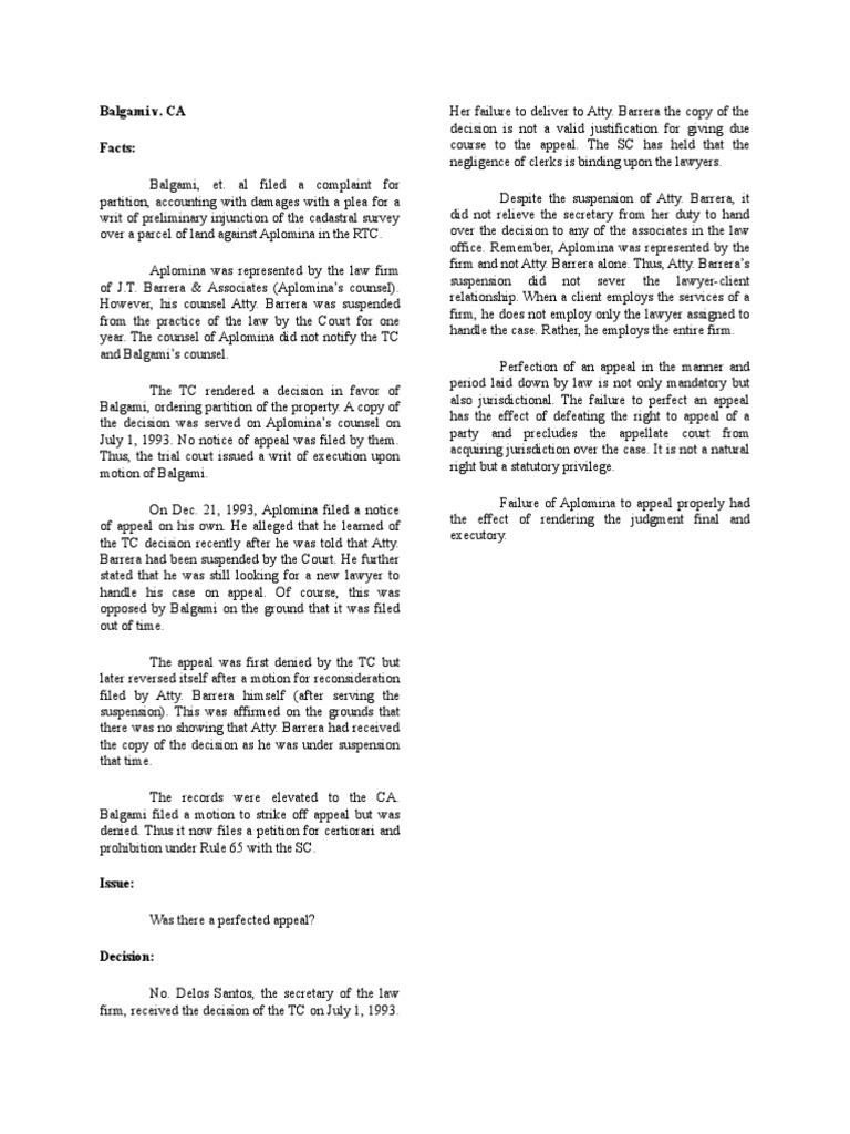 Balgami v. CA | Download Free PDF | Appeal | Lawyer