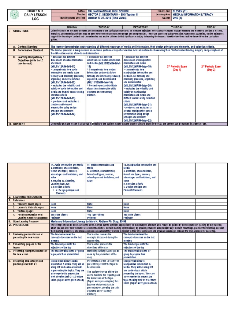 Grade 11 Media Literacy Lesson Plan | PDF | Educational Technology ...