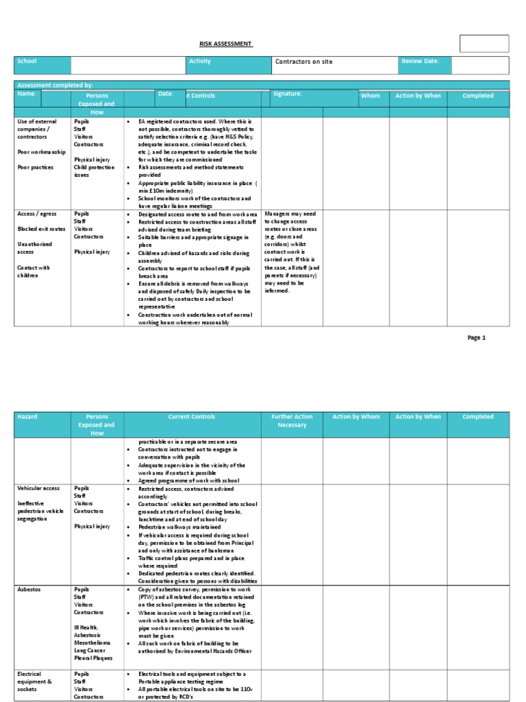Contractor Risk Assessment | PDF | Fires | Personal Protective Equipment