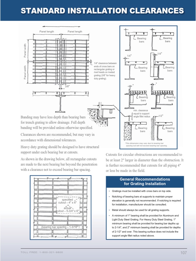 Grating Installation Clearance Standards | PDF | Rivet | Angle
