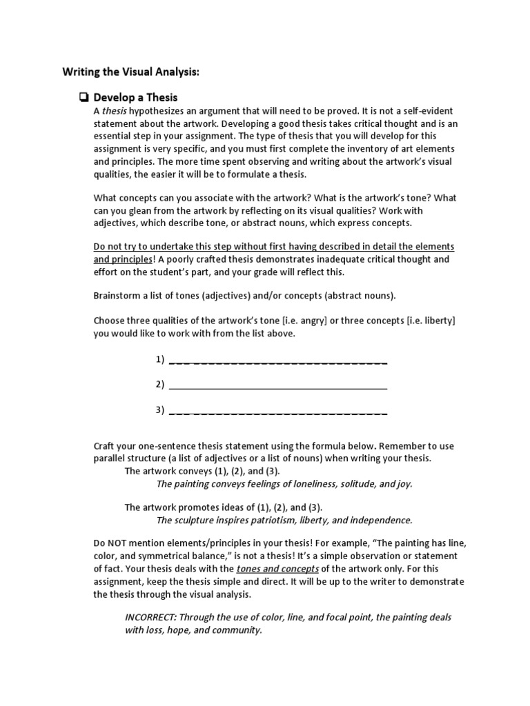 Visual Analysis Guidelines | PDF | Paragraph | A Manual For Writers Of ...