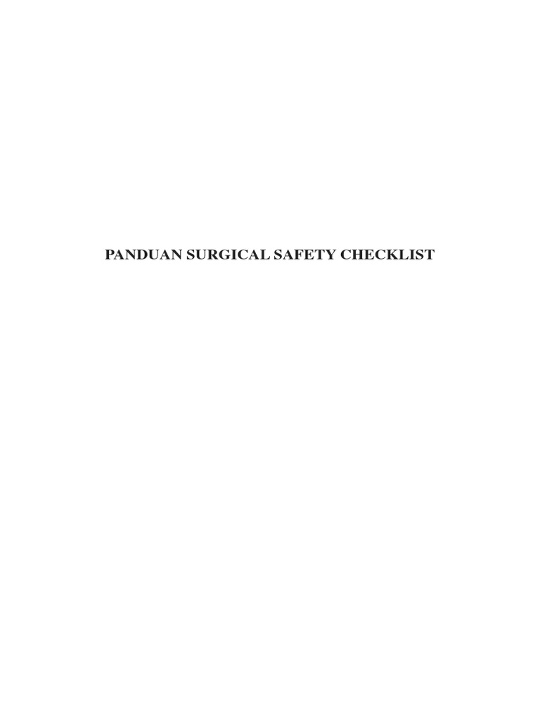 Panduan Surgical Safety Checklist | PDF