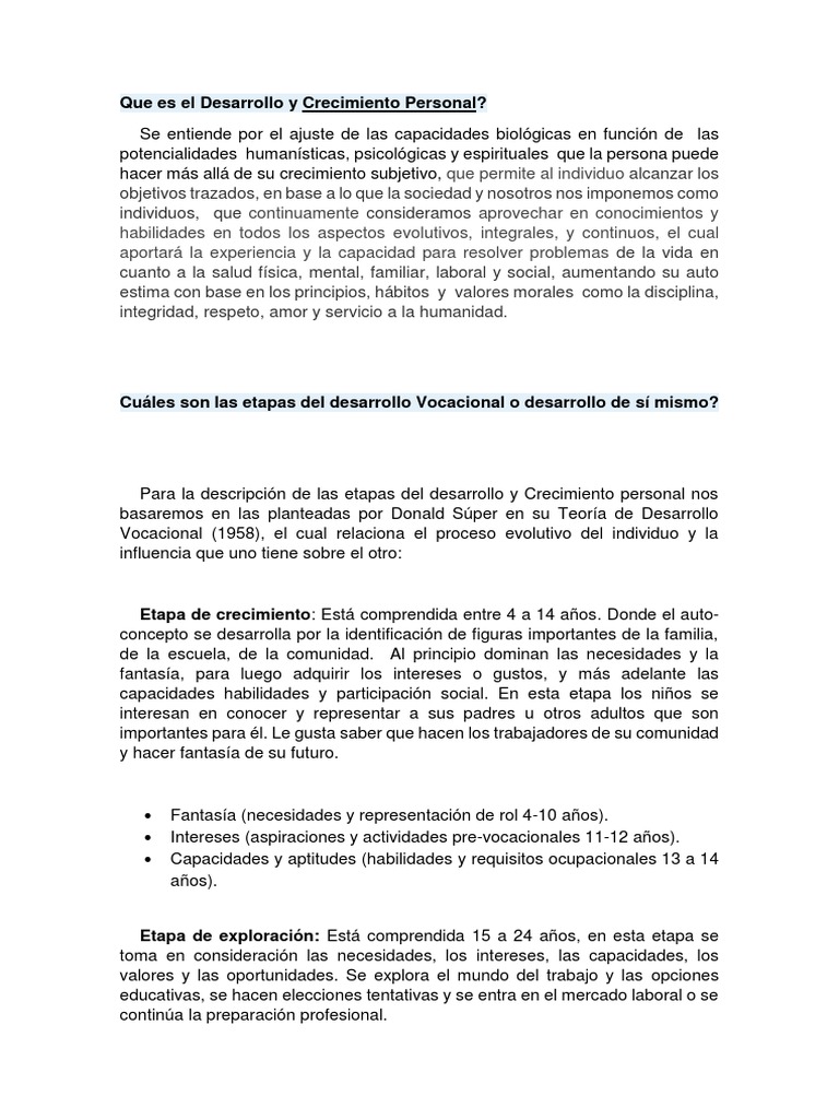 Que Es El Desarrollo Y Crecimiento Personal Pdf Desarrollo Personal