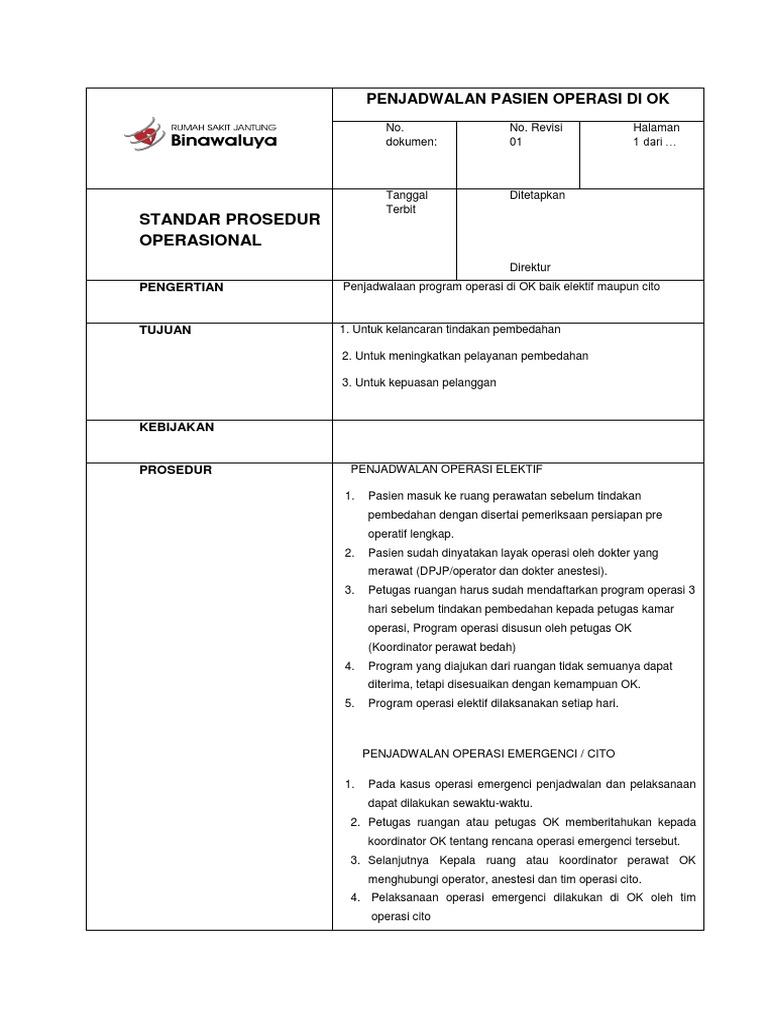 Penjadwalan Pasien Operasi Elektif & Cito | PDF