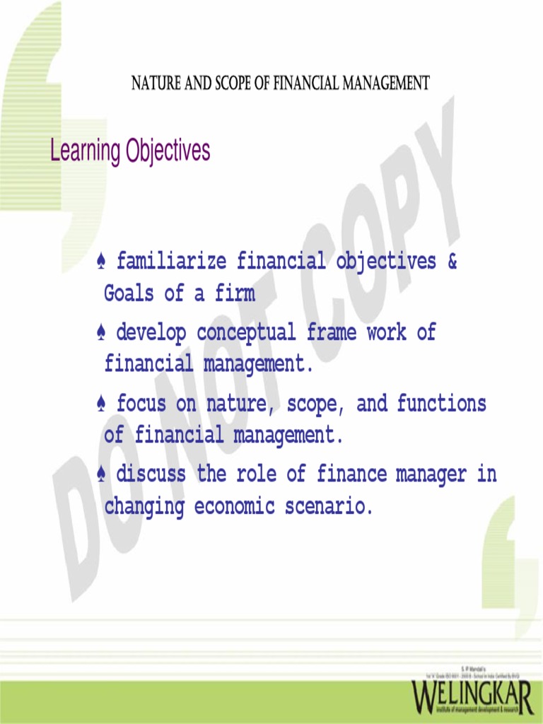 Nature and Scope of Financial Management | PDF | Net Present Value ...