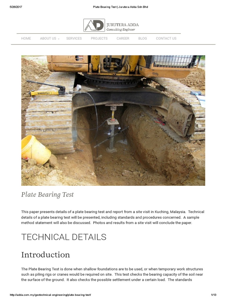 Plate Bearing Test - Jurutera Adda SDN BHD | PDF | Structural Load ...
