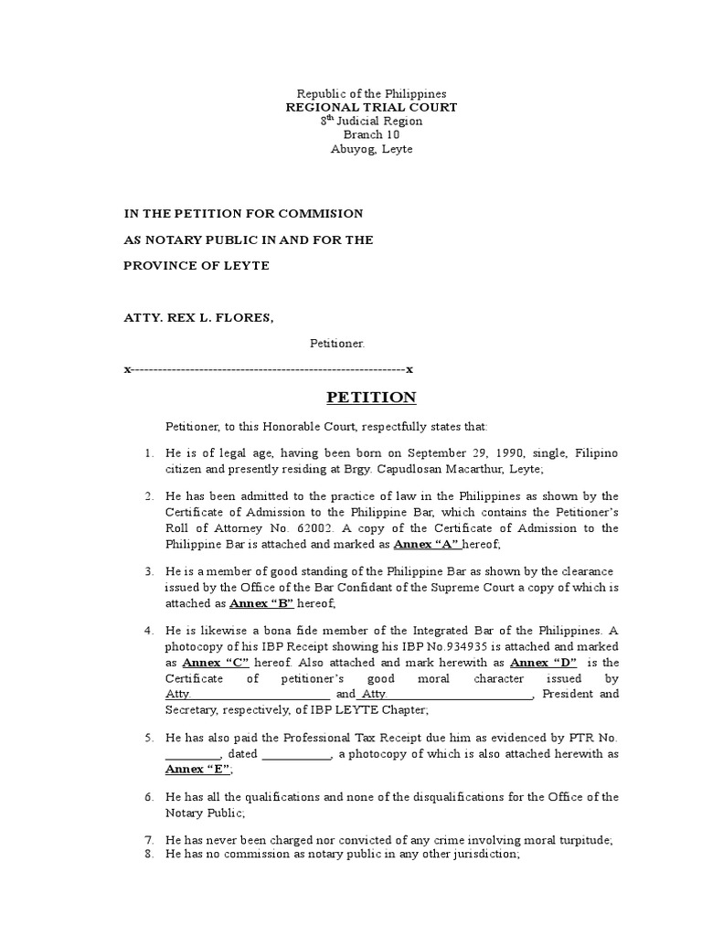 145790264 Petition for Notarial Commission | Notary Public | Common Law