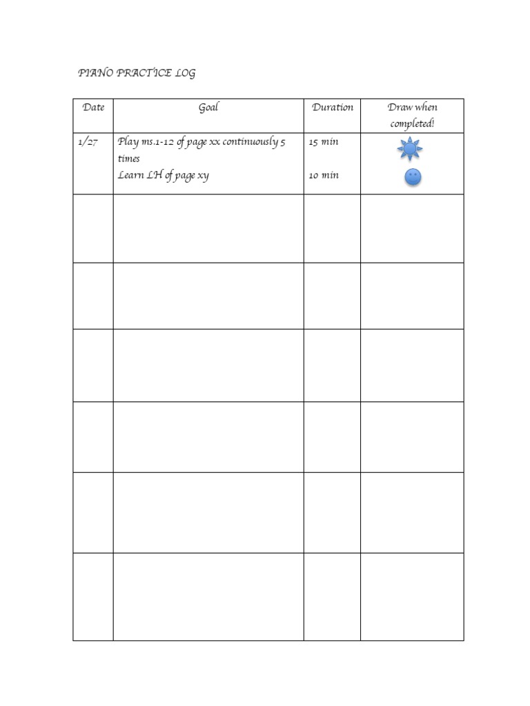 Piano Practice Log | PDF