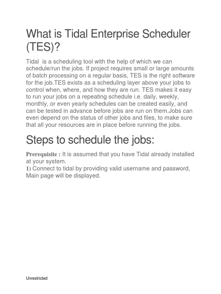 Tidal Enterprise Scheduler Overview | PDF | Menu (Computing ...