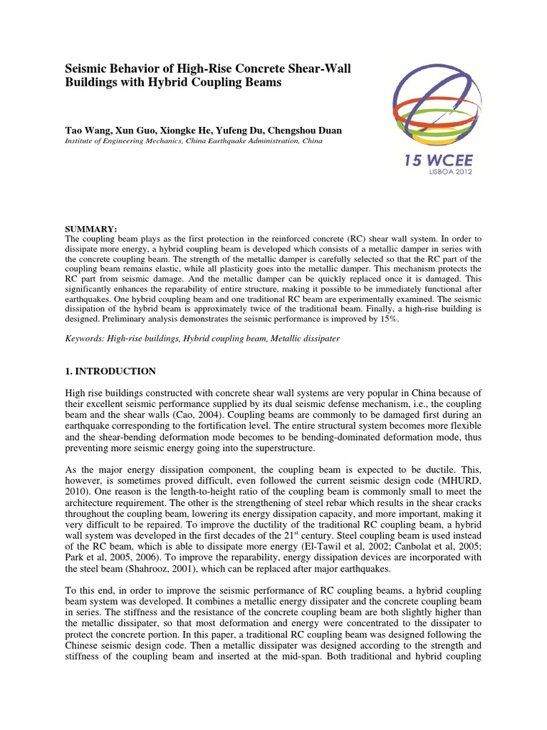 Seismic Behavior of High-Rise Concrete Shear-Wall Buildings With Hybrid ...