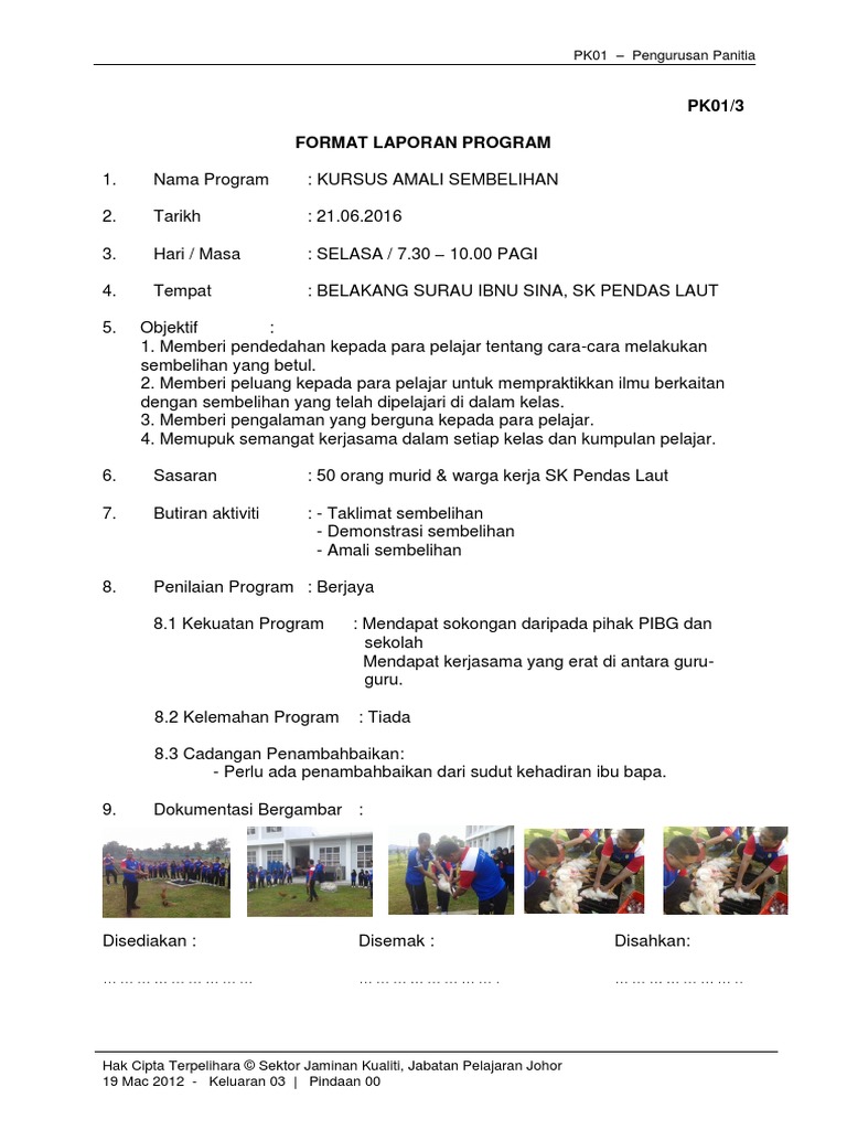 Laporan Amali Sembelihan 2016 | PDF