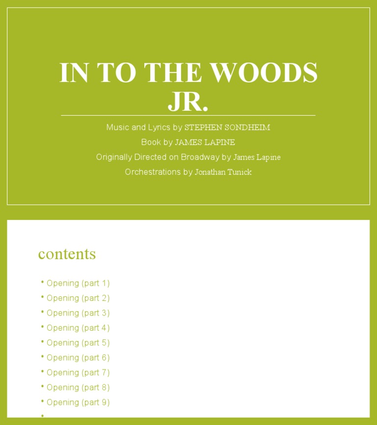 Into the Woods Jr. Script PDF | PDF | Language Arts & Discipline ...
