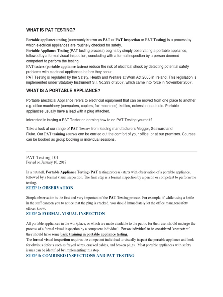 What Is Pat Testing | PDF | Electricity | Power (Physics)