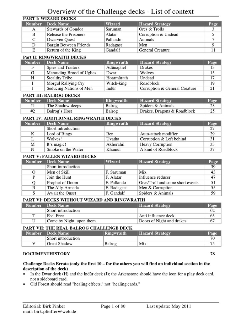 Middle Earth CCG Challenge Decks Players Guide | PDF | J. R. R. Tolkien ...