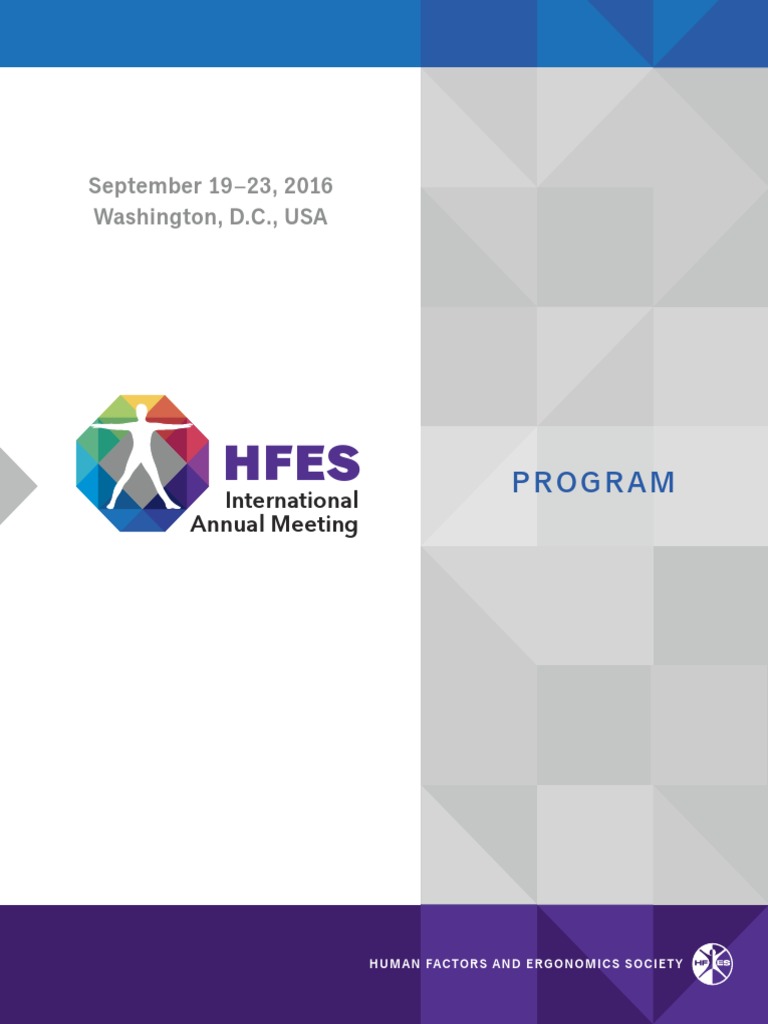 2016 HFES Annual Meeting Program | PDF | Human Factors And Ergonomics ...
