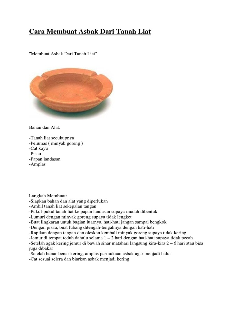 Cara Membuat Asbak Dari Tanah Liat | PDF