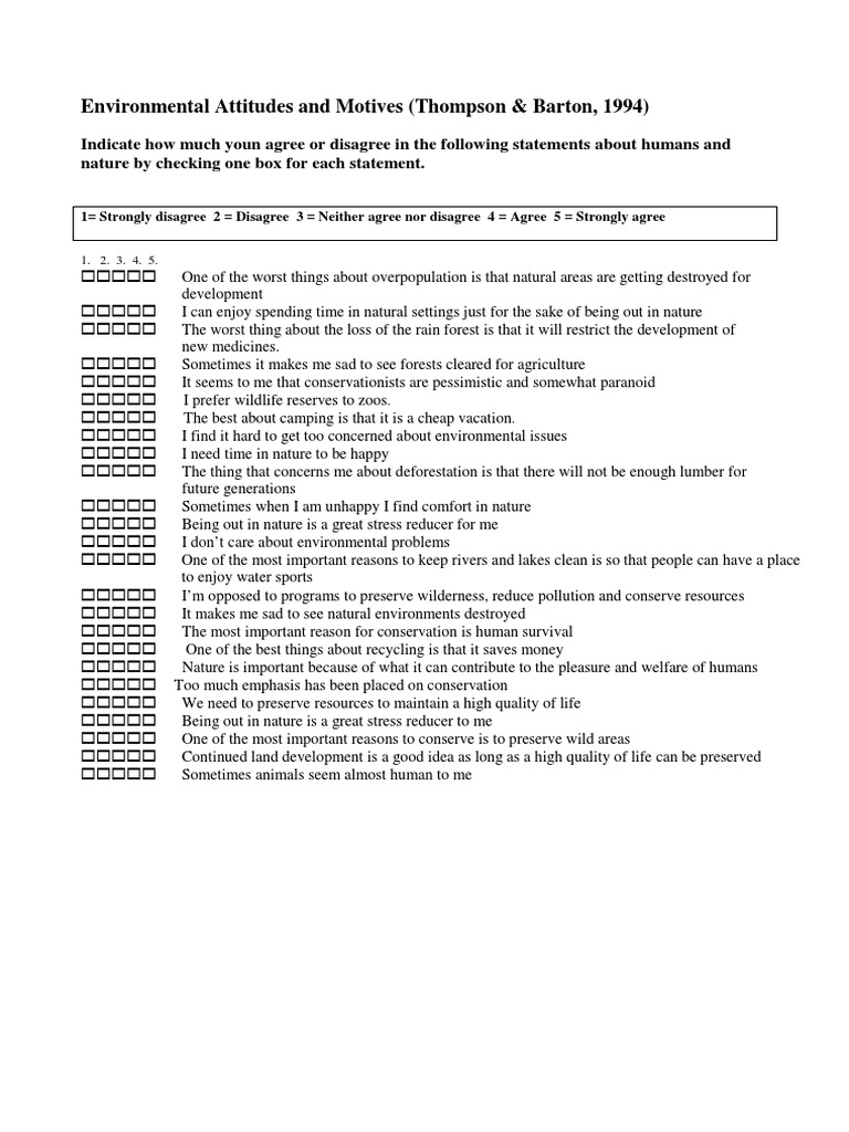 Environmental Attitudes Survey Measures Views on Nature & Conservation ...