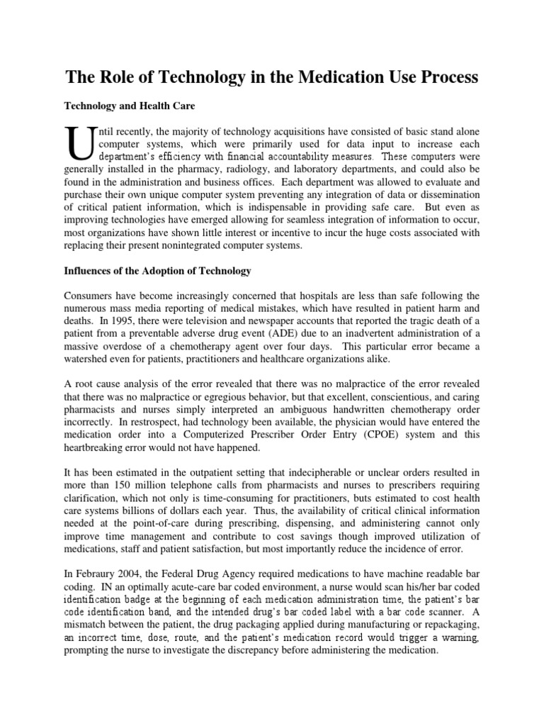 The Role of Technology in The Medication Use Process | PDF ...