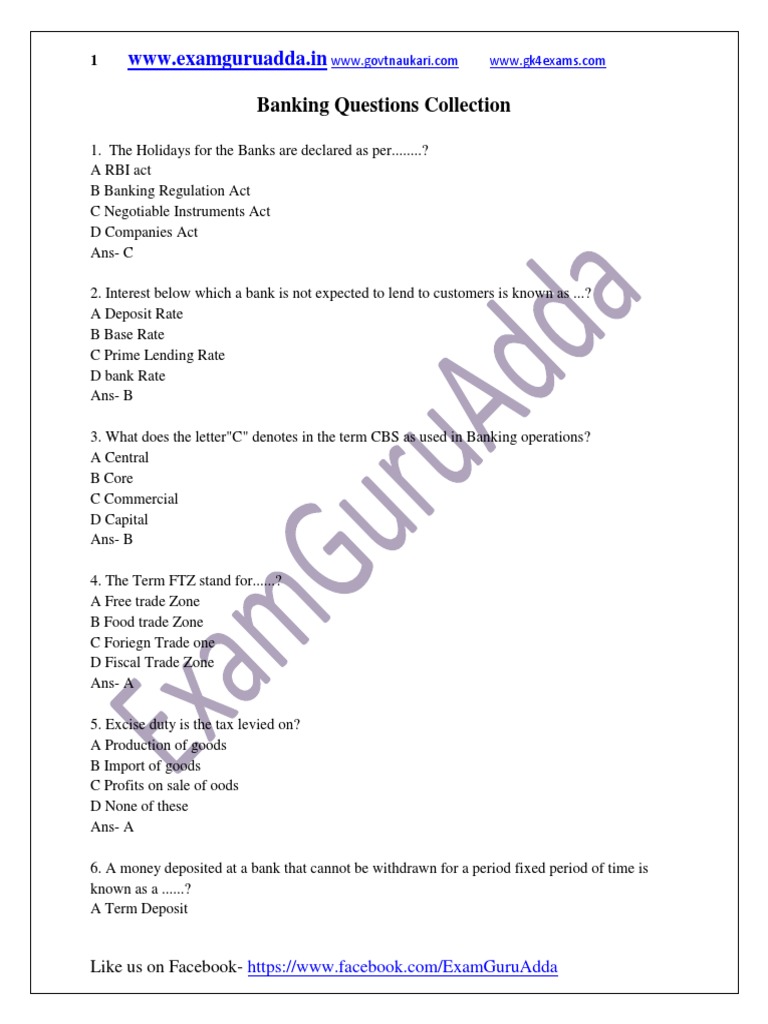 Banking Questions | PDF | Reserve Bank Of India | Banks