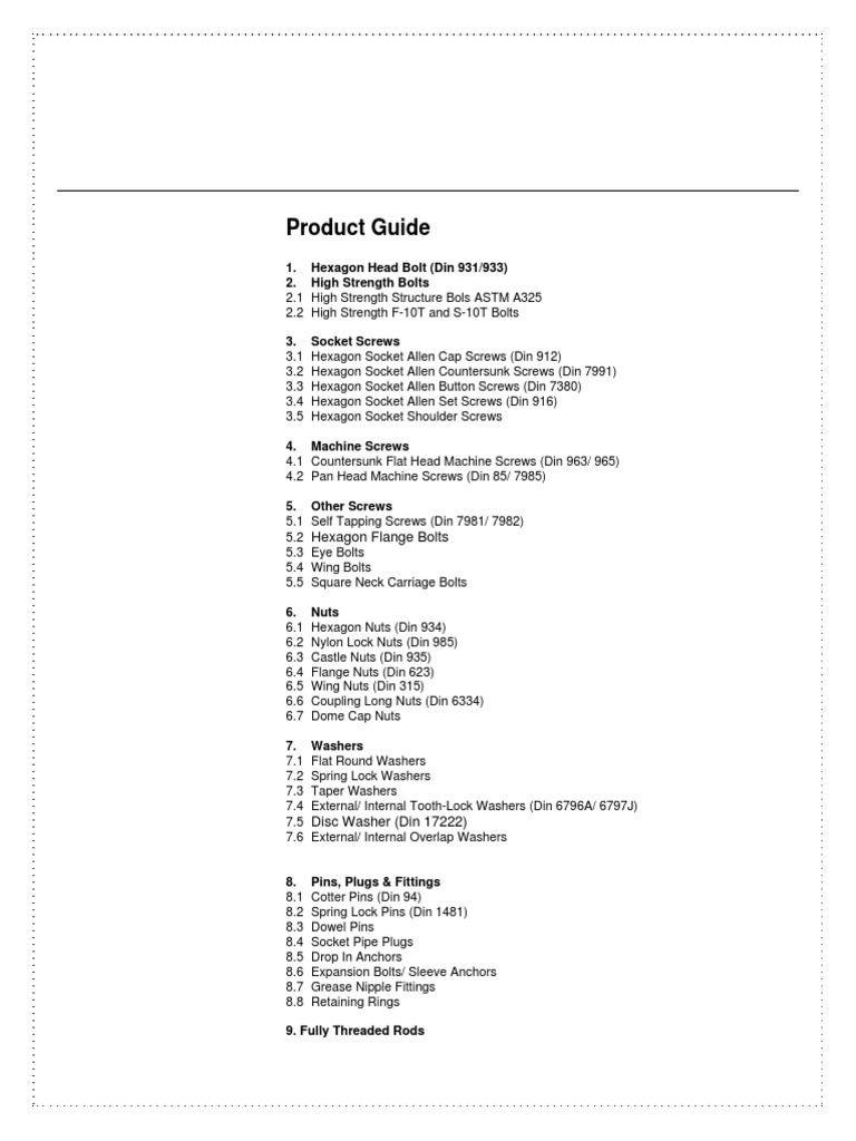 Guide to Hexagon Head Bolts, High Strength Bolts, Socket Screws and ...