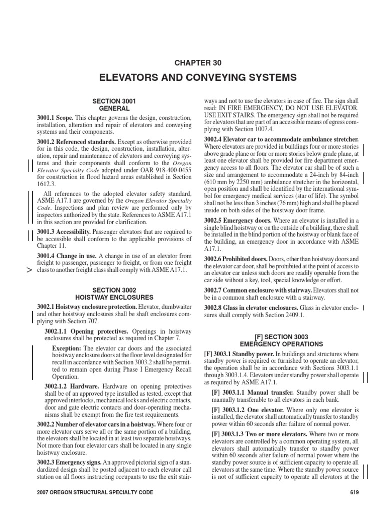 Oregon Elevator Ventilation Standards | PDF | Elevator | Building ...