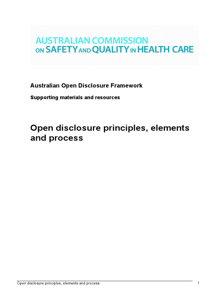 Open Disclosure Principles Elements and Process | Caregiver ...