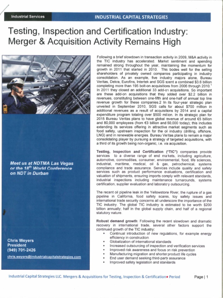 Testing Inspection and Certification Industry PDF | PDF