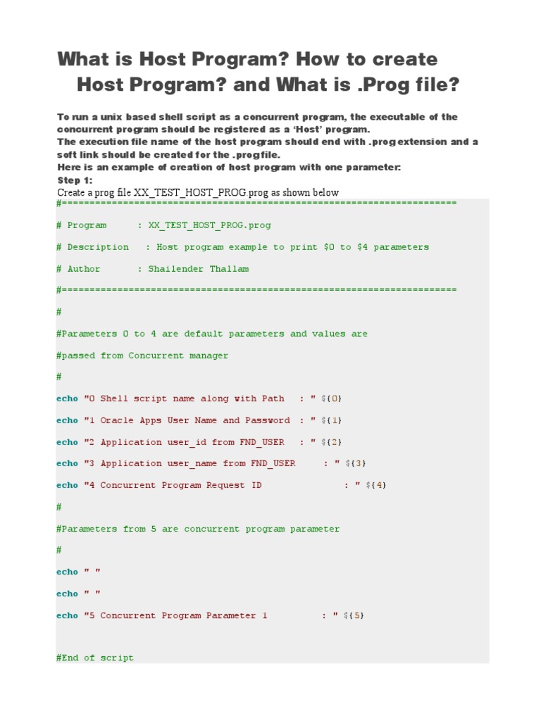 What Is Host Program How To Create Host Program And What Is Prog File Pdf Parameter