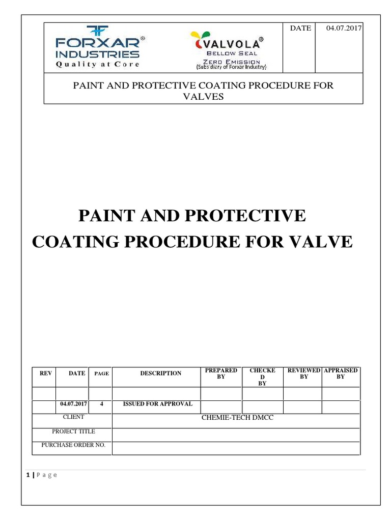 Valve Painting and Coating Procedure | PDF | Paint | Materials