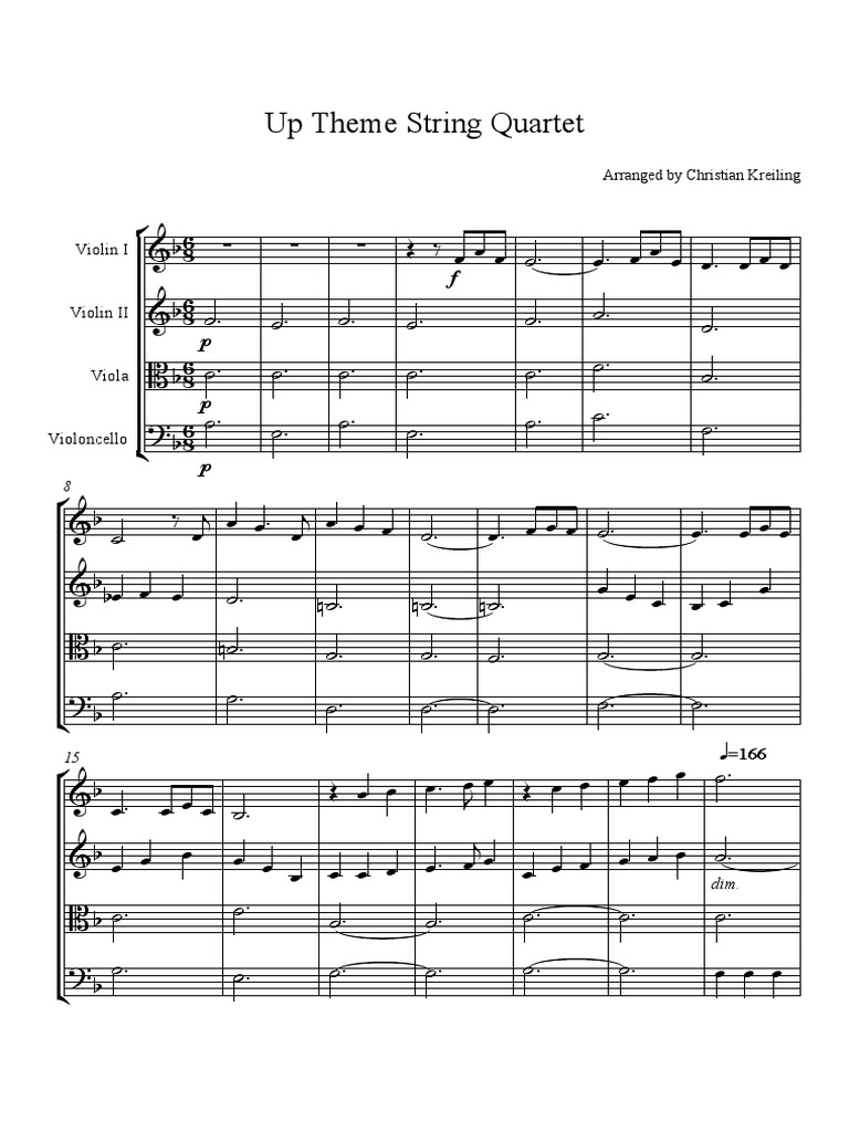 Up Theme - String Quartet | PDF | Quartet | Classical Compositions