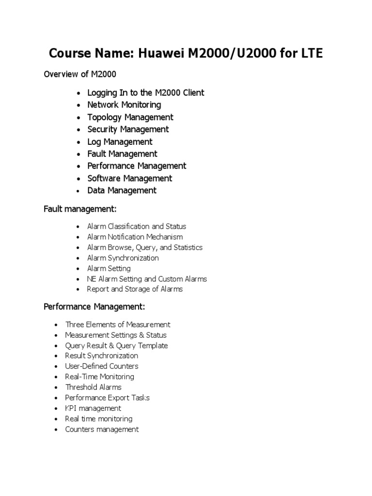 Huawei M2000/U2000 Course for LTE Fault and Performance Management | PDF | Computer Engineering ...