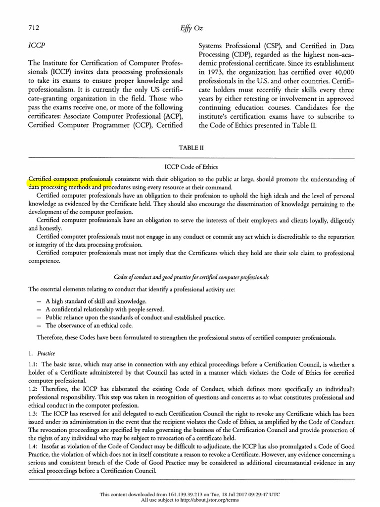 ICCP Code of Ethics | PDF | Professional Certification | Profession