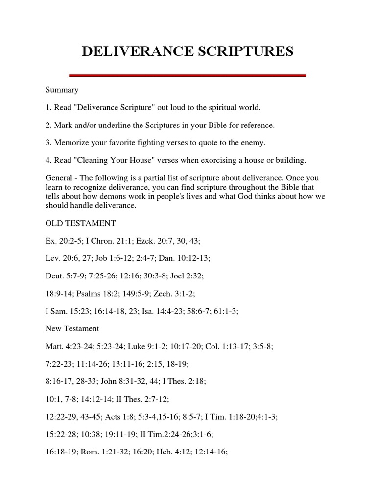 Deliverance Scriptures | PDF | Bible | Religious Texts