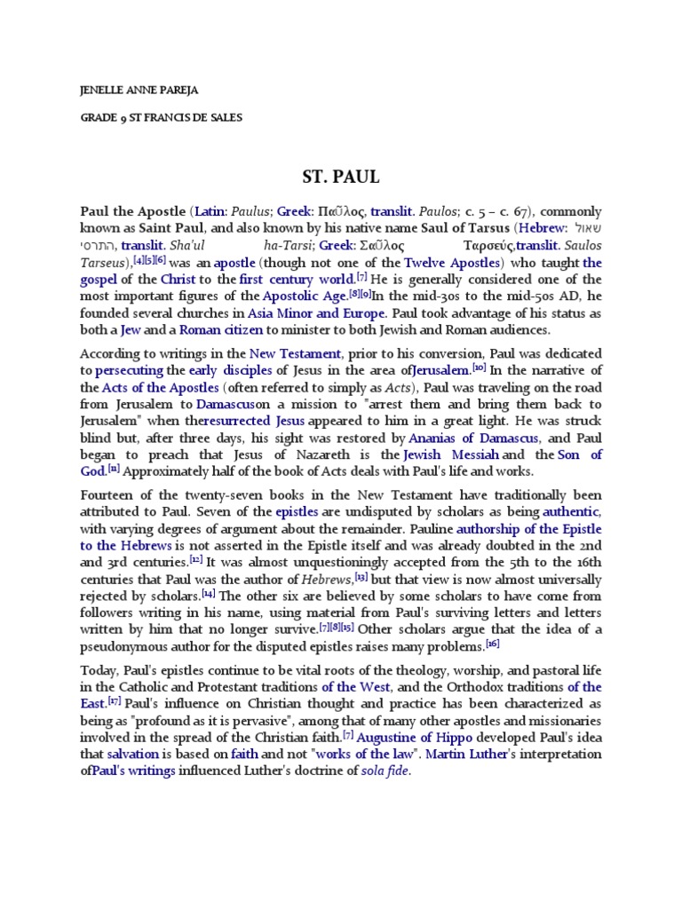 St Paul Pdf Paul The Apostle Acts Of The Apostles