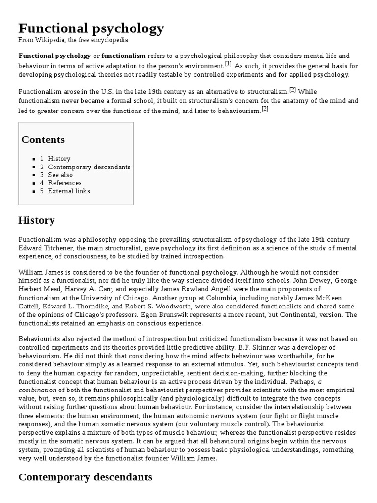 Functional Psychology | PDF | Emergence | Psychology