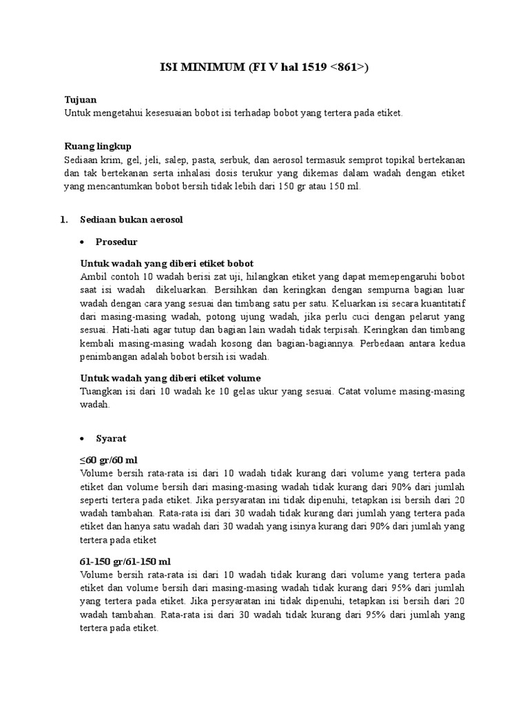 Isi Minimum 861 | PDF